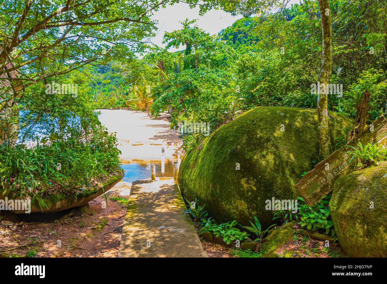 Nature at the big tropical island Ilha Grande Praia de Palmas beach in ...