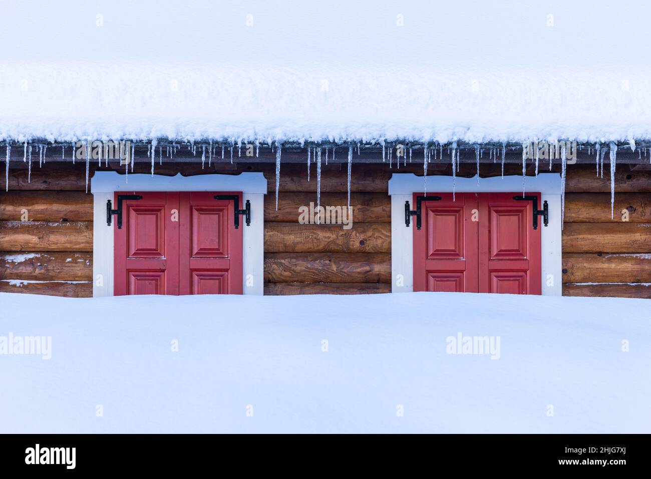 Closeup of a beautiful house covered in snow Stock Photo - Alamy
