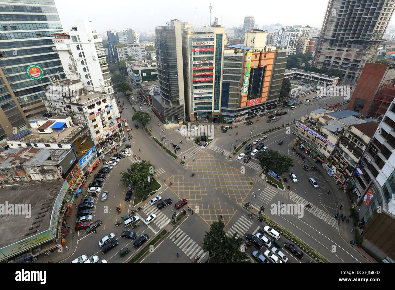 Dhaka, Bangladesh. 28th Jan, 2022. Aerial view of Gulshan circle area ...