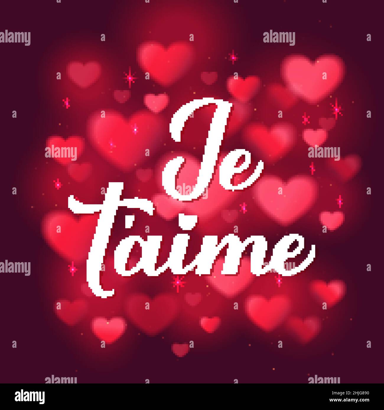 Je t aime calligraphy hand lettering on red background. I Love You in ...