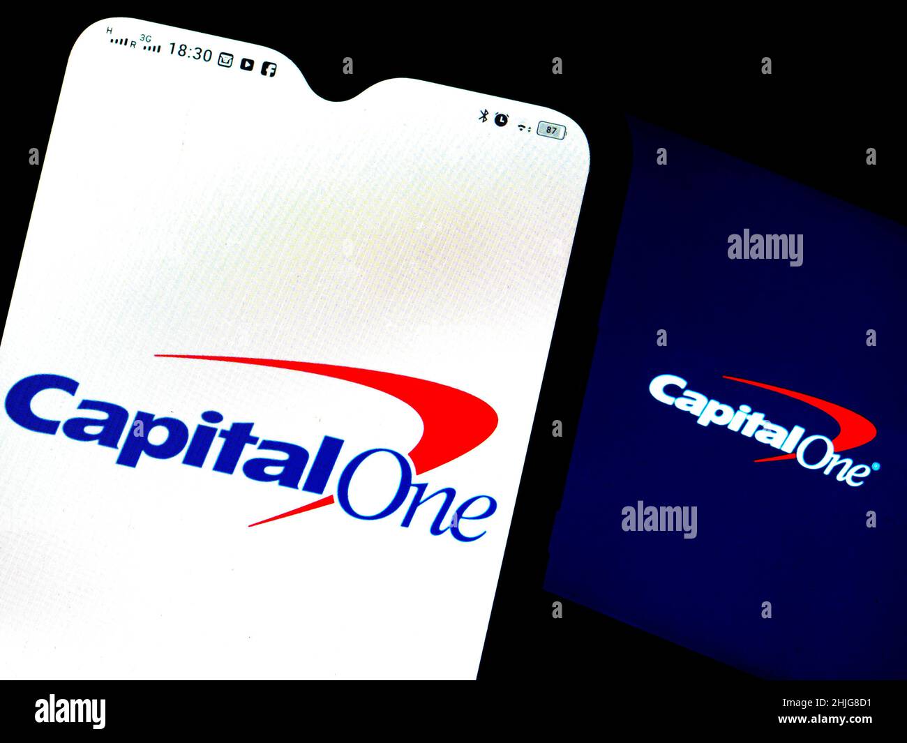 In this photo illustration the Capital One Financial Corporation logo ...