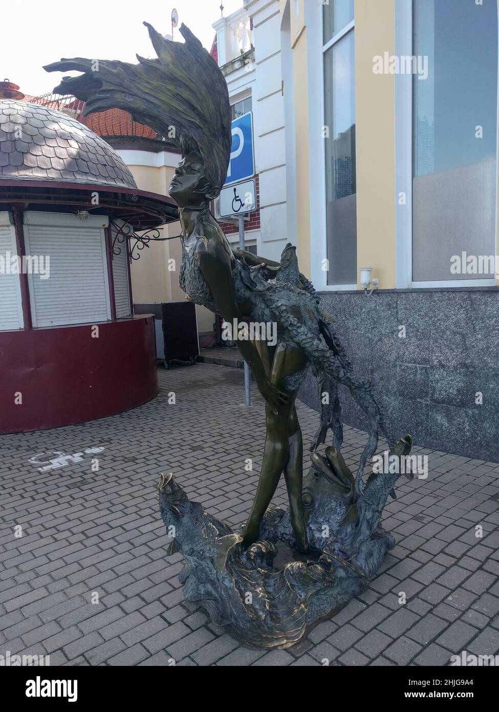 Svetlogorsk, Russia - August 08 2019: the view of bronze sculpture of a ...