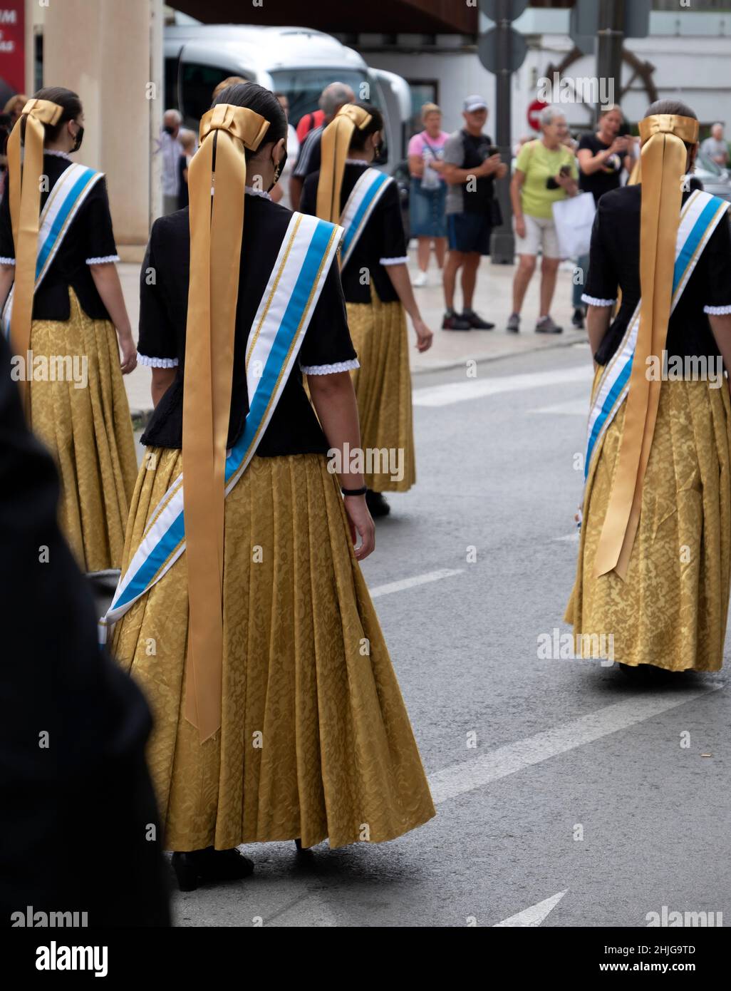 Street procession with spanish traditional costumes in Benidorm,Spain ...