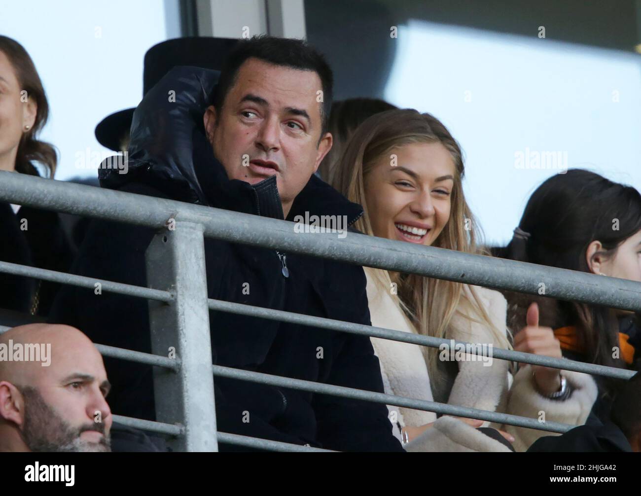 New Hull City owner Acun Ilicali (centre) and partner Ayca Cagla ...