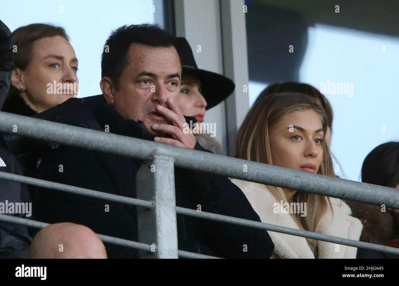 New Hull City owner Acun Ilicali (centre) and partner Ayca Cagla ...