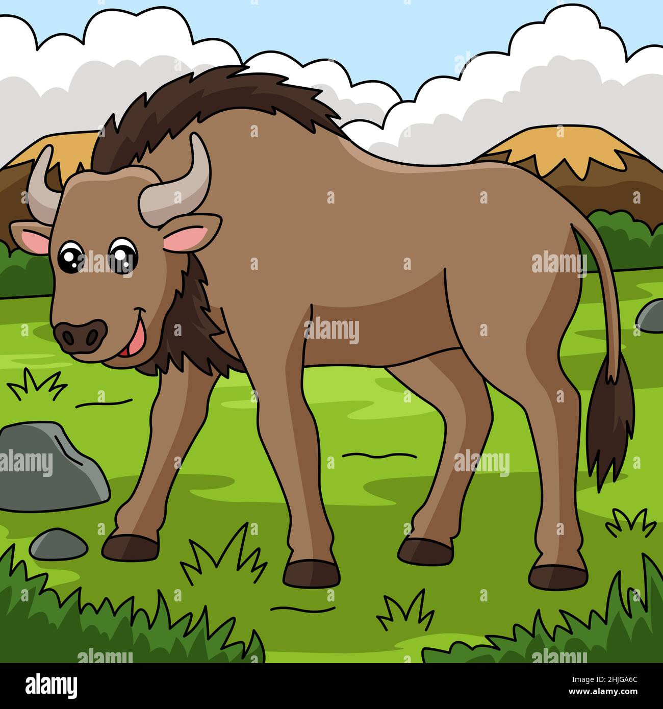 Wildebeest Cartoon Vector Colored Illustration Stock Vector Image & Art ...