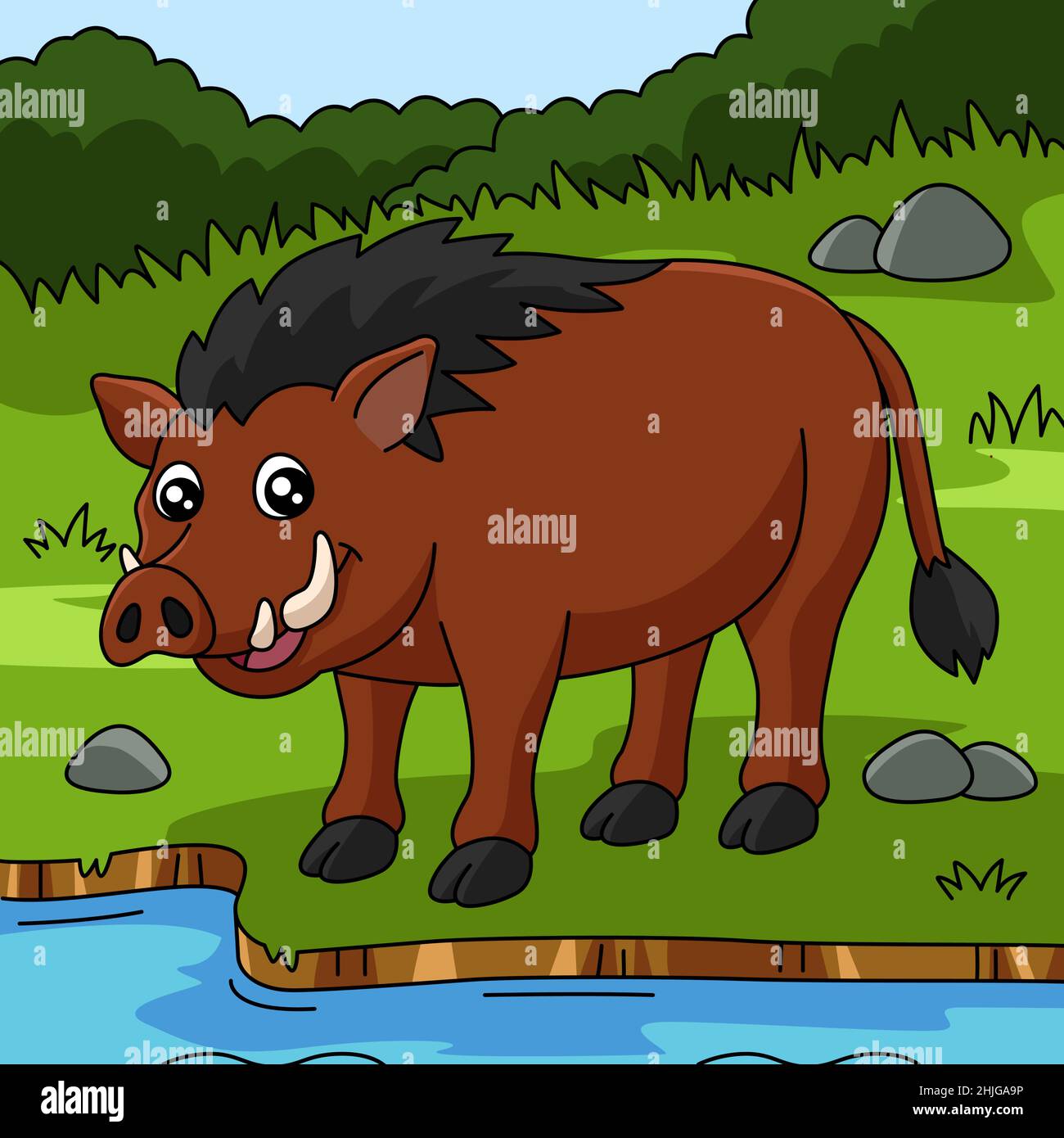 Warthog Cartoon Vector Colored Illustration Stock Vector Image & Art ...