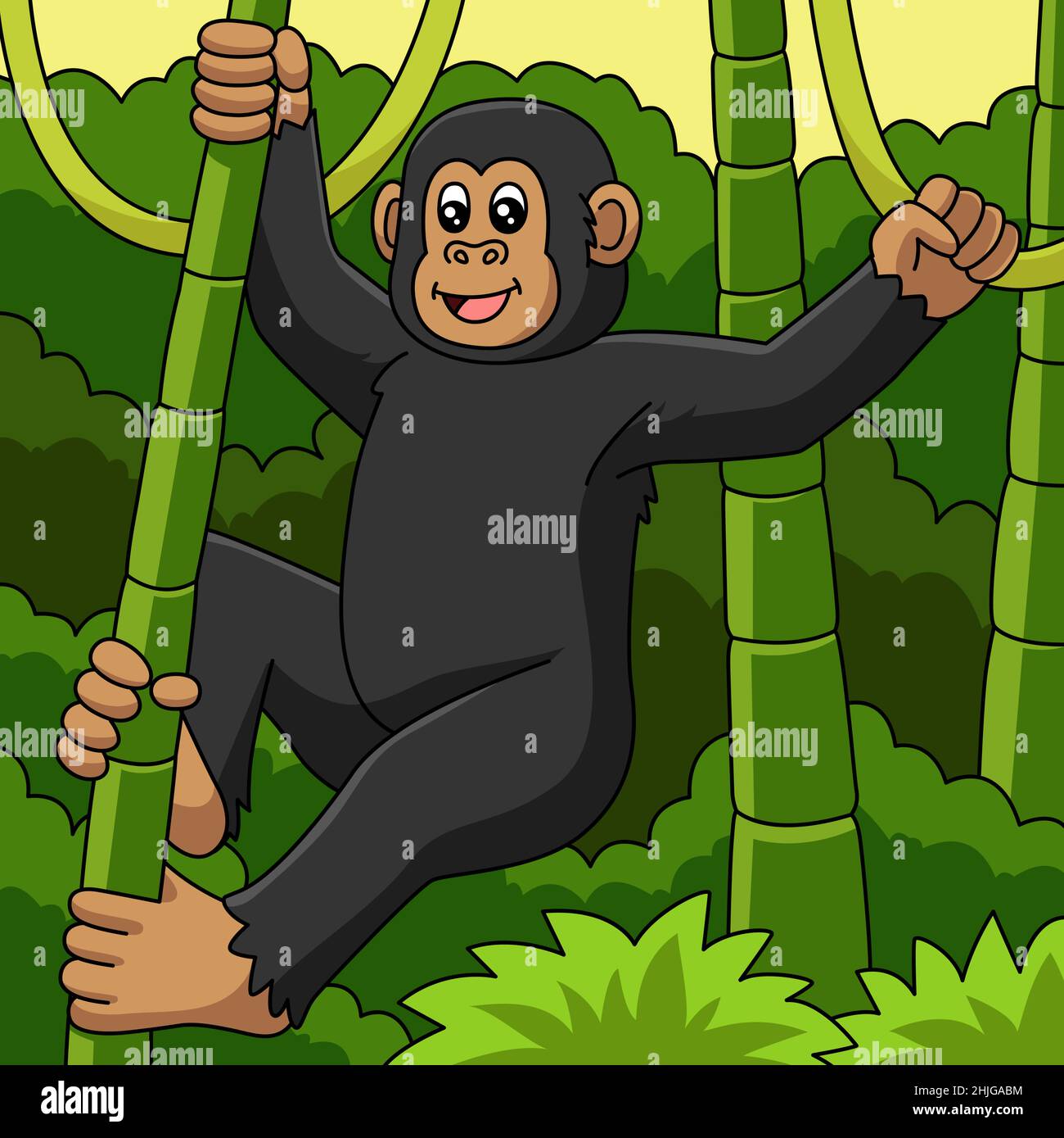 Chimpanzee Cartoon Vector Colored Illustration Stock Vector Image & Art ...