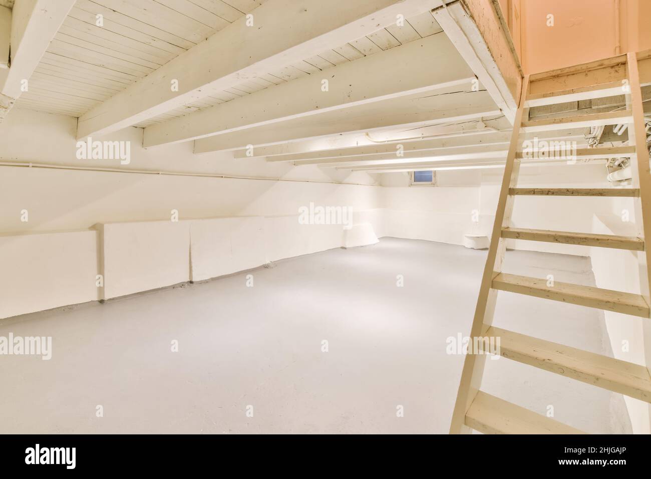 Impressive design of a huge basement with stairs in a charming house ...