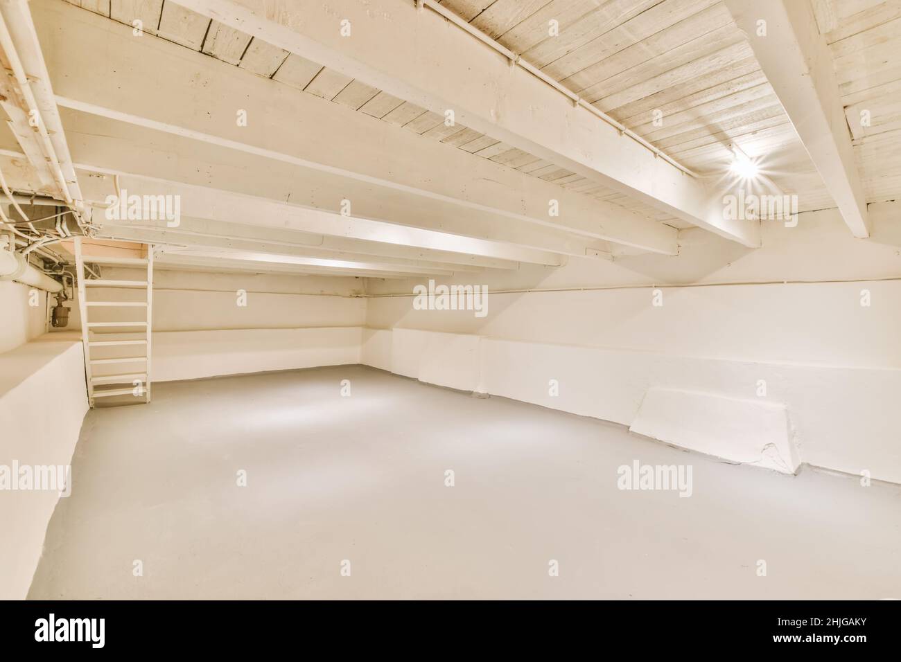 Impressive design of a huge basement with stairs in a charming house ...