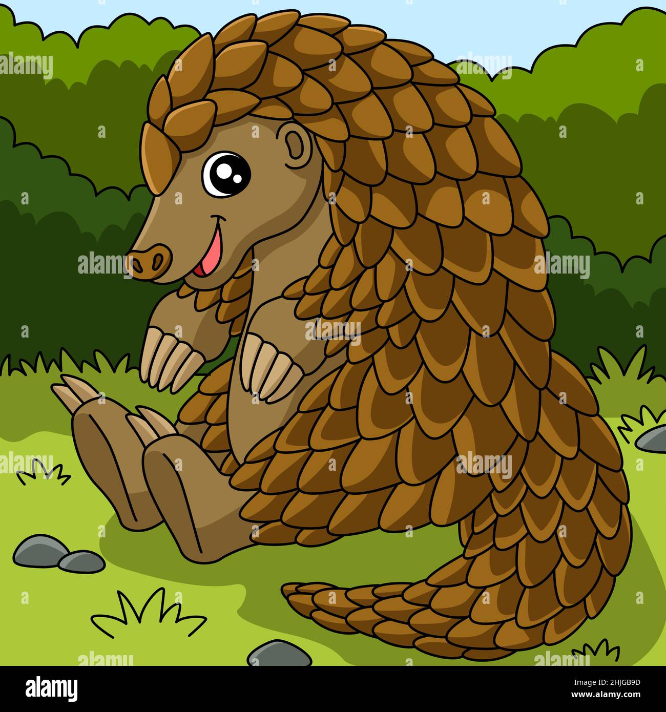 Pangolin Cartoon Vector Colored Illustration Stock Vector Image & Art ...