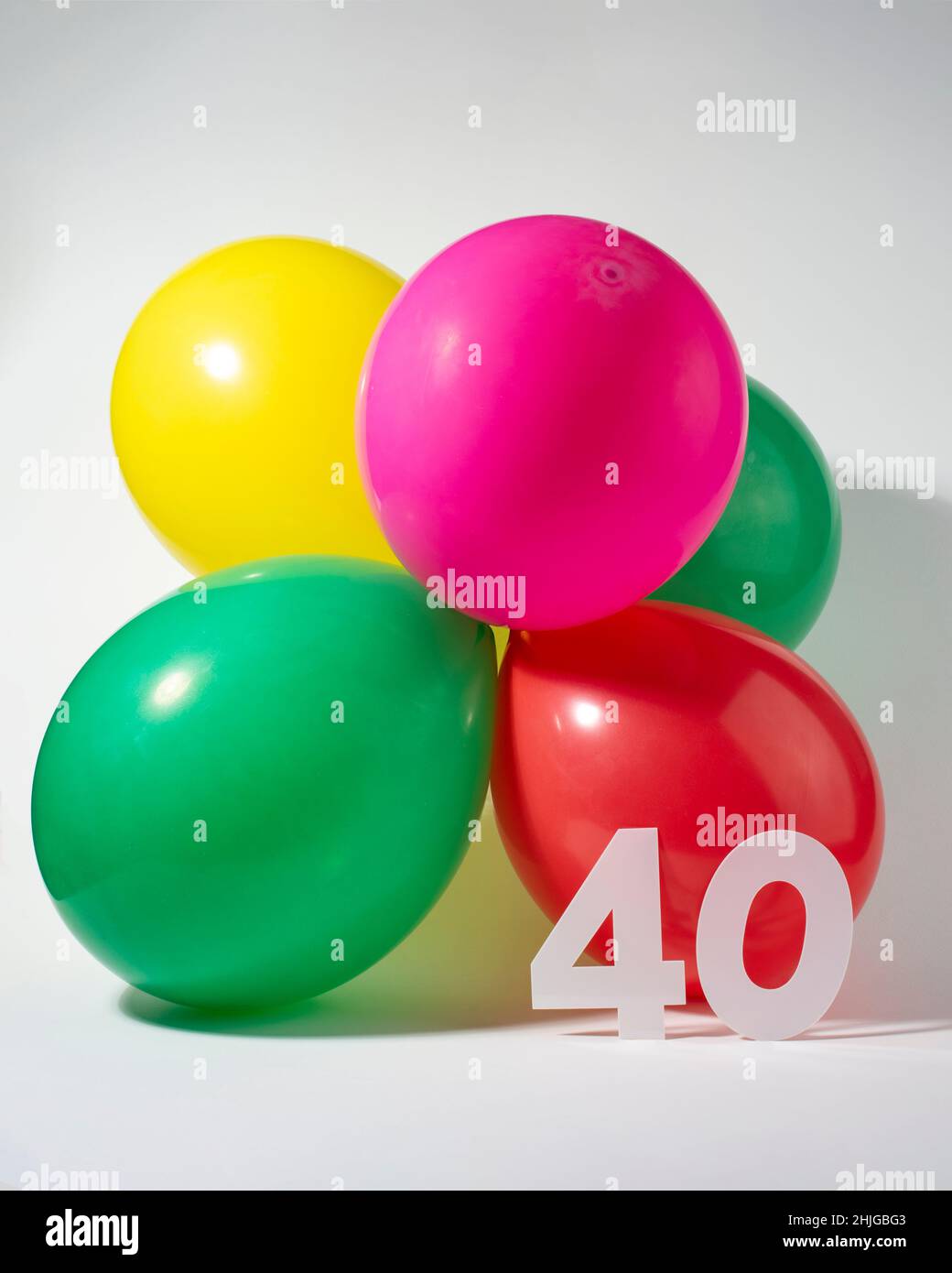 Number 40 and colourful round balloons. Birthday, anniversary, jubilee ...