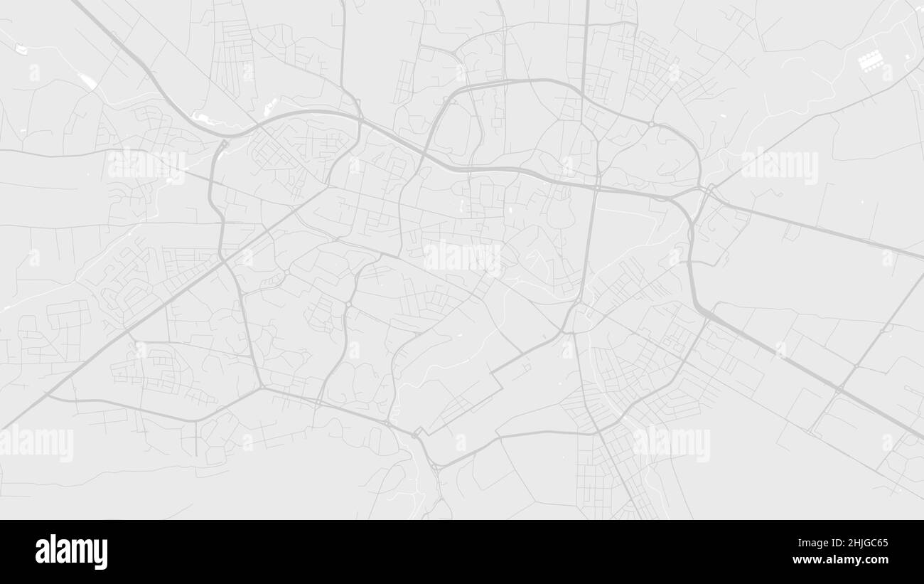 White and light grey Lublin city area vector background map, roads and ...