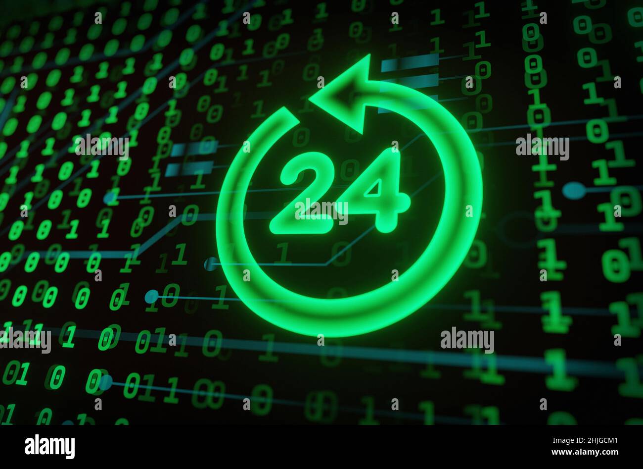 Digtial Technology 24-7 service concept. 24-7 open. Neon icon. Support ...
