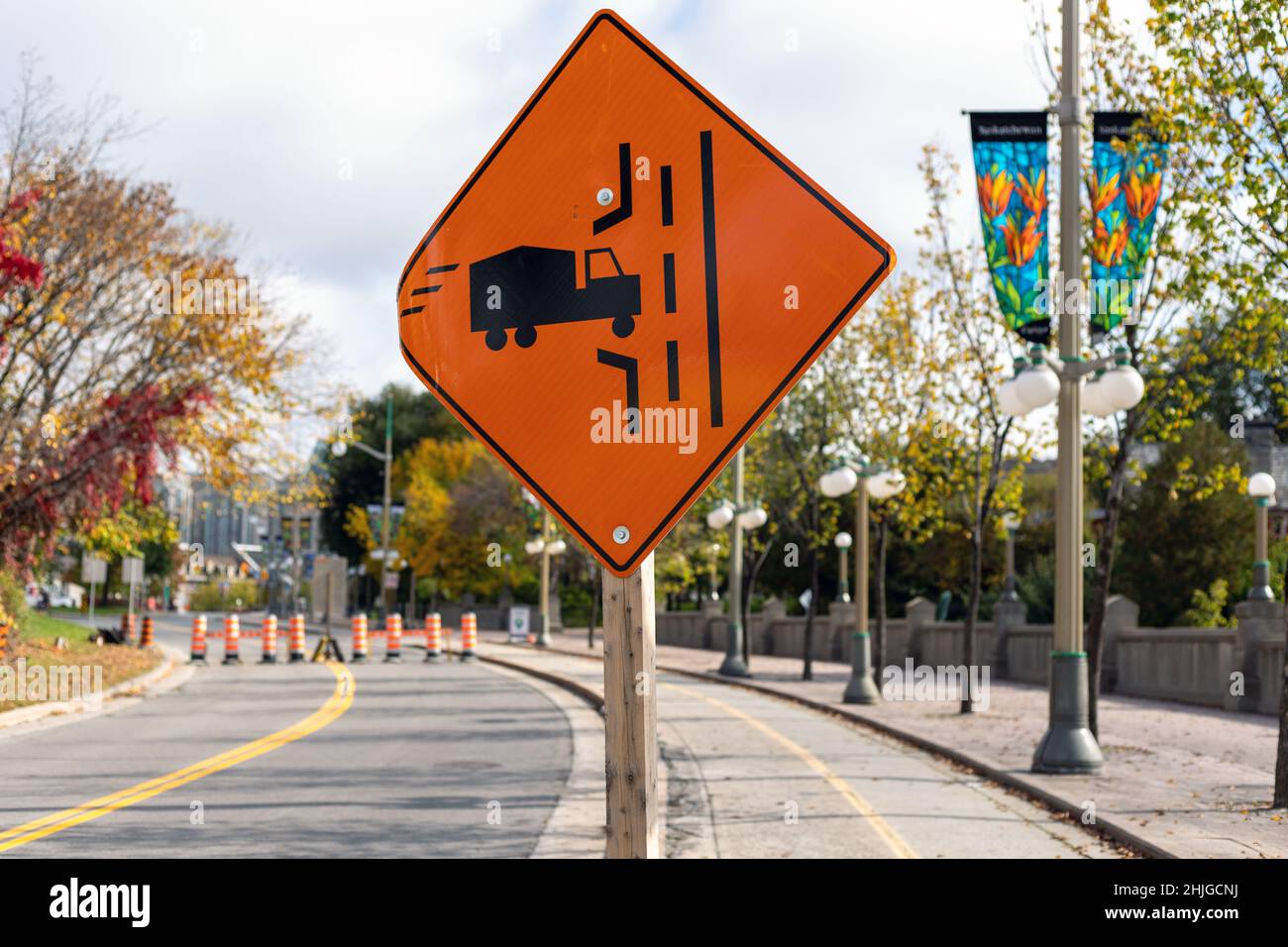 Ottawa, Canada - October 14, 2021: Warning road sign in Ontario - Truck ...