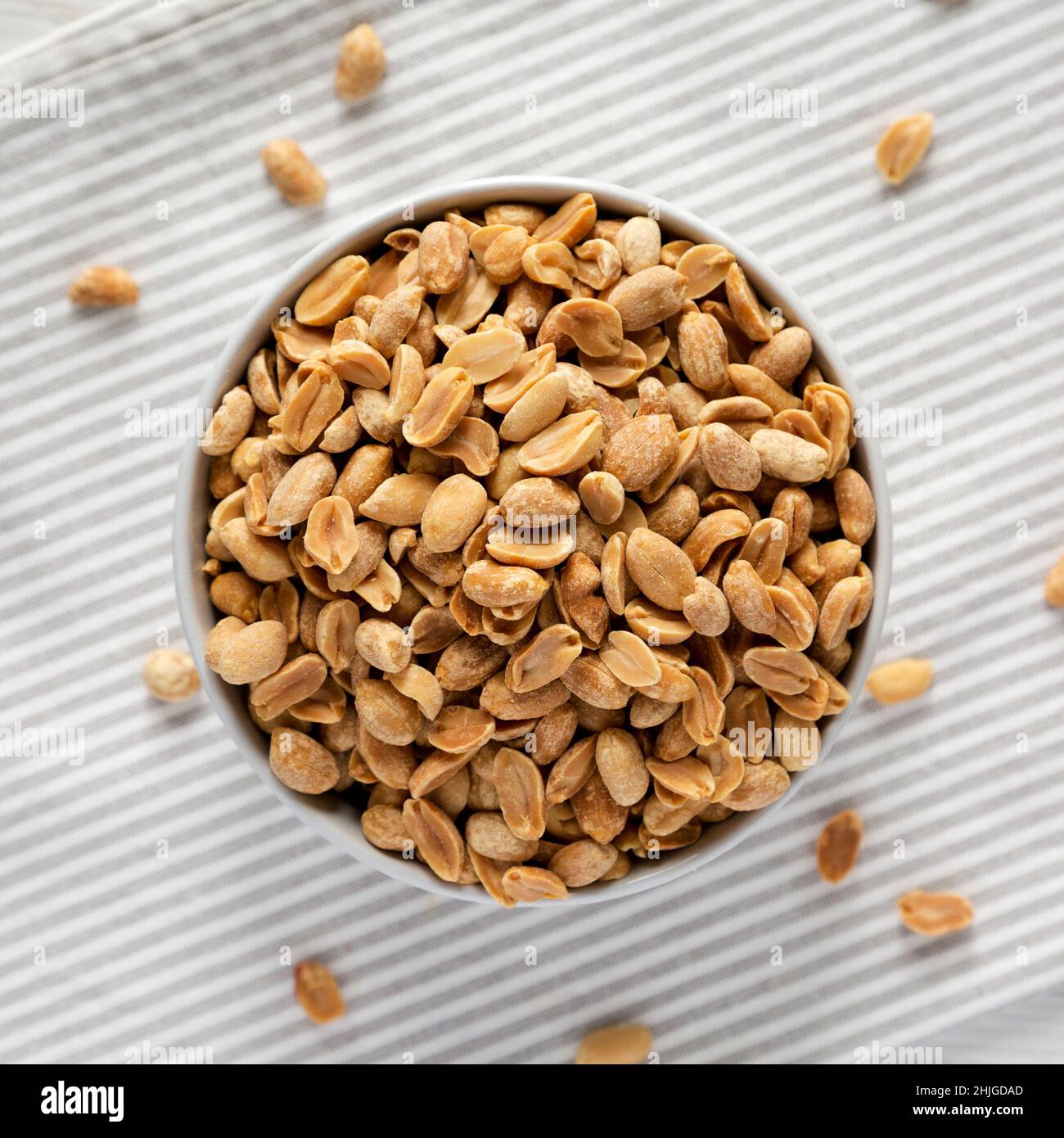 Roasted Salted Shelled Peanuts, top view. Flat lay, overhead, from ...
