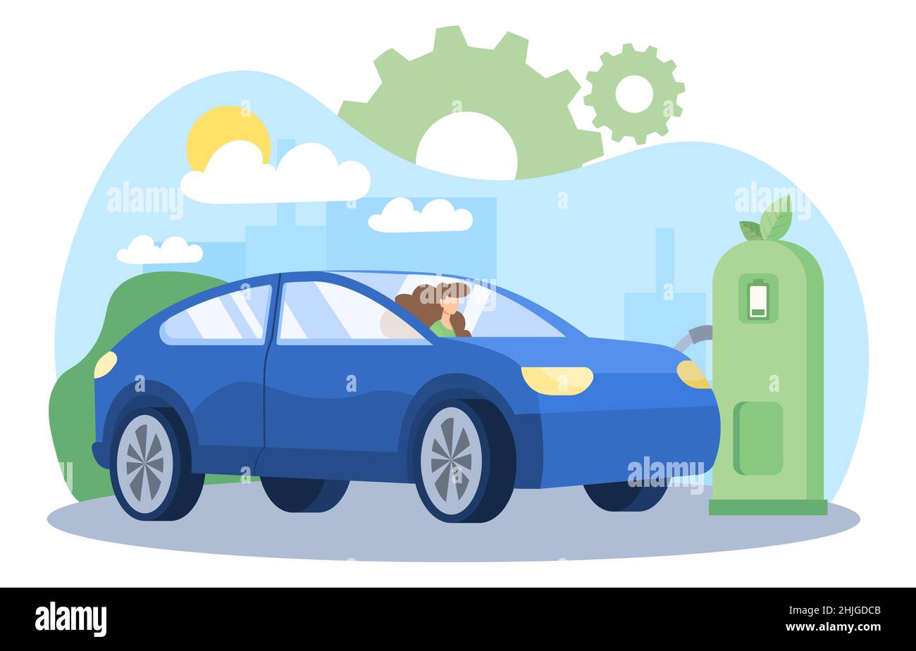 Electric car street charging Cut Out Stock Images & Pictures - Alamy