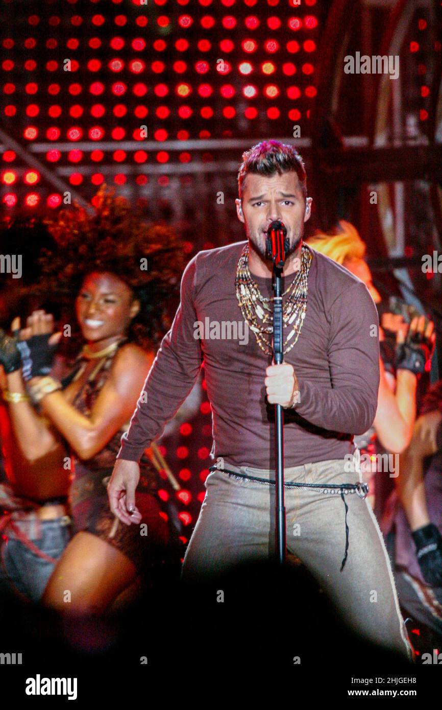 Ricky Martin, Puerto Rican singer in concert at the 2008 Expoforum in ...