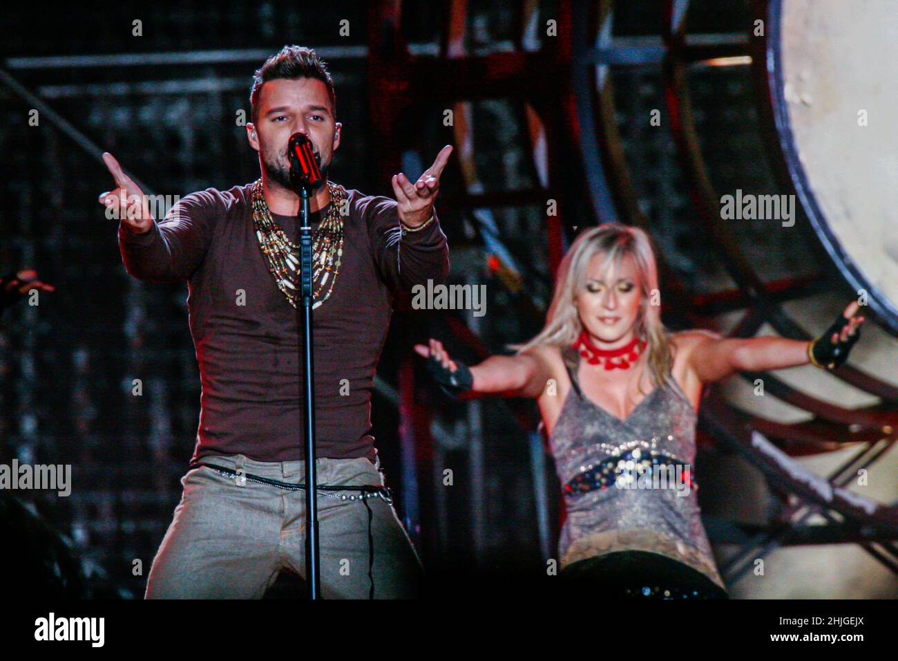 Ricky Martin, Puerto Rican singer in concert at the 2008 Expoforum in ...
