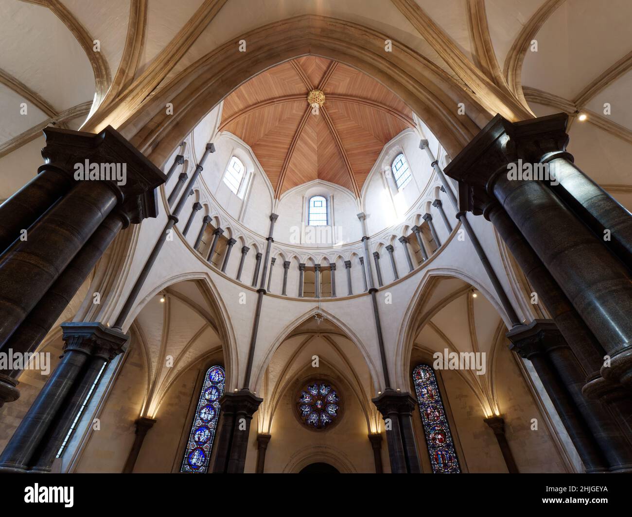Interior of Temple Church showing the domed roof in the Temple area of ...