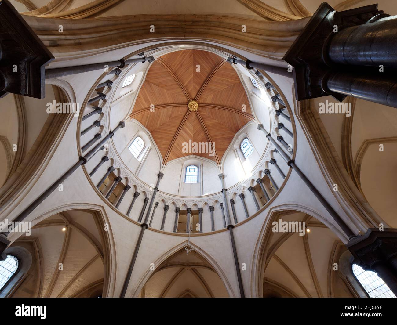 Interior of Temple Church showing the domed roof in the Temple area of ...