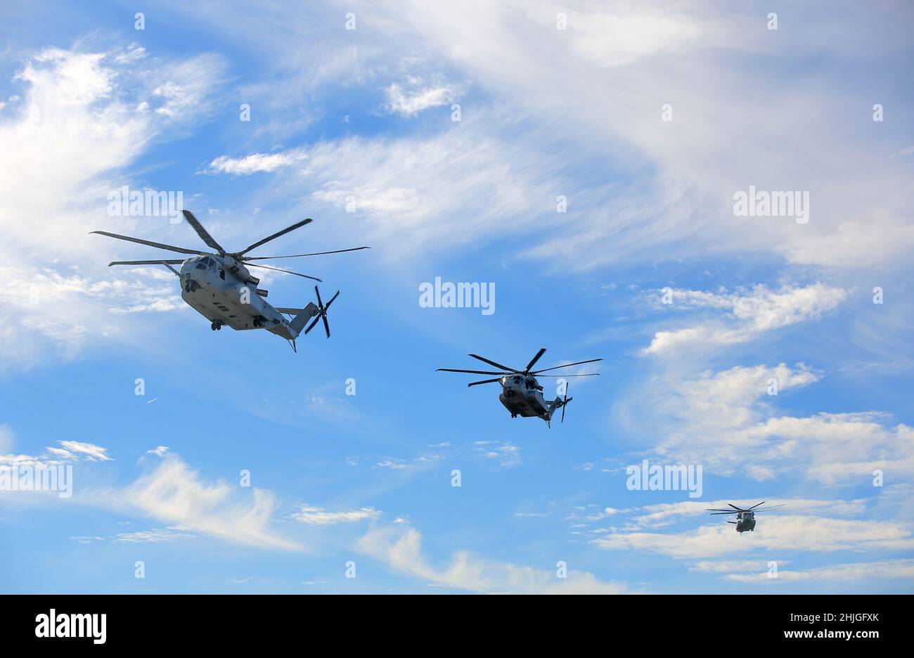 CH-53K King Stallions prepare to land at Bogue Airfield in Bogue, N.C ...