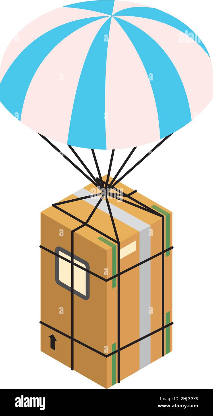 box with parachute over white Stock Vector Image & Art - Alamy