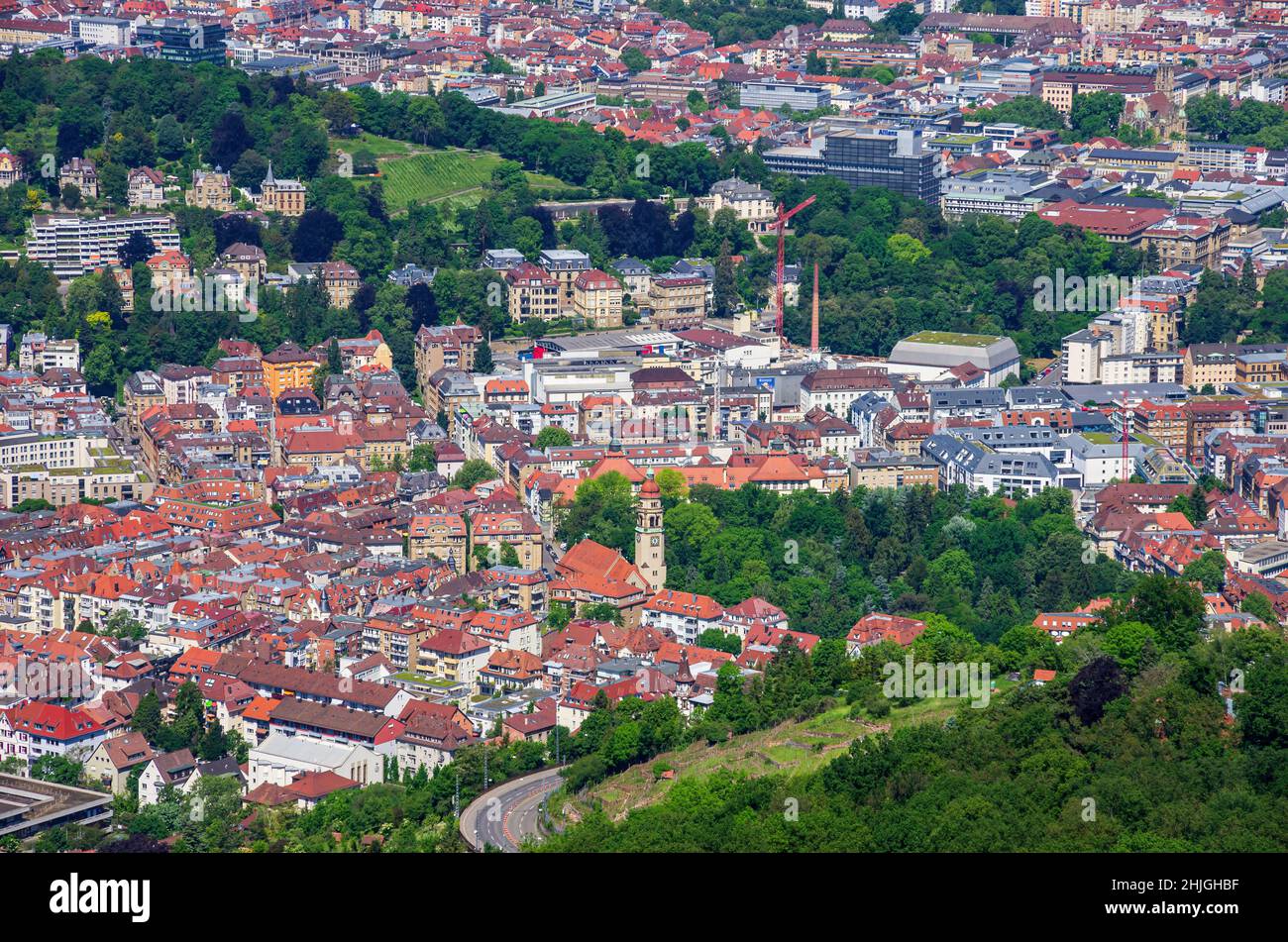Stuttgart, Baden-Württemberg, Germany - May 28, 2017: View of the city ...
