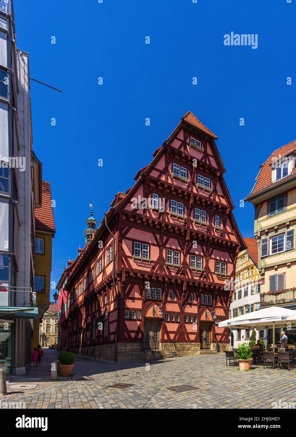 Esslingen am Neckar, Baden-Württemberg, Germany: Street and café scene ...