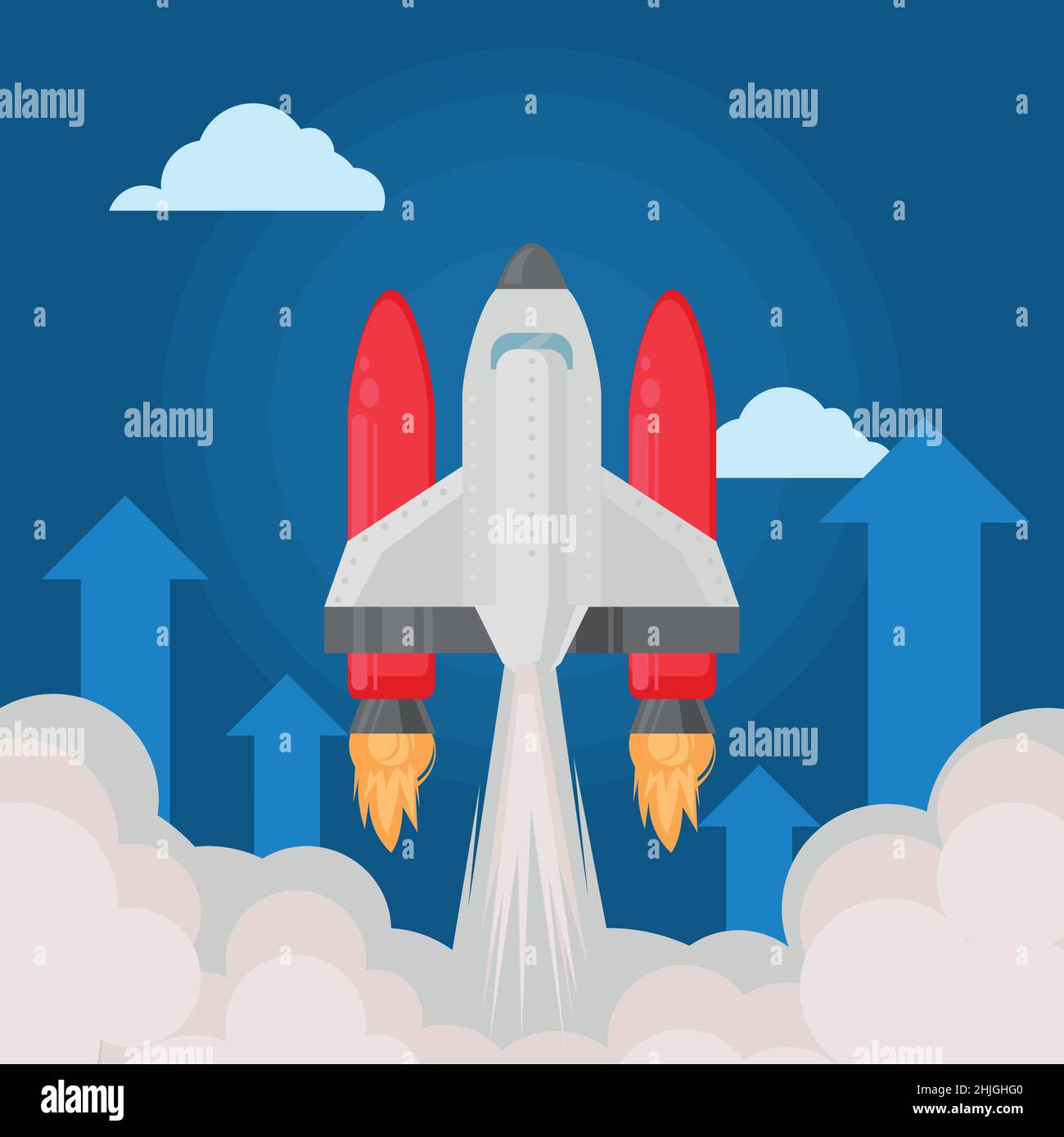 card of start up with rocket Stock Vector Image & Art - Alamy