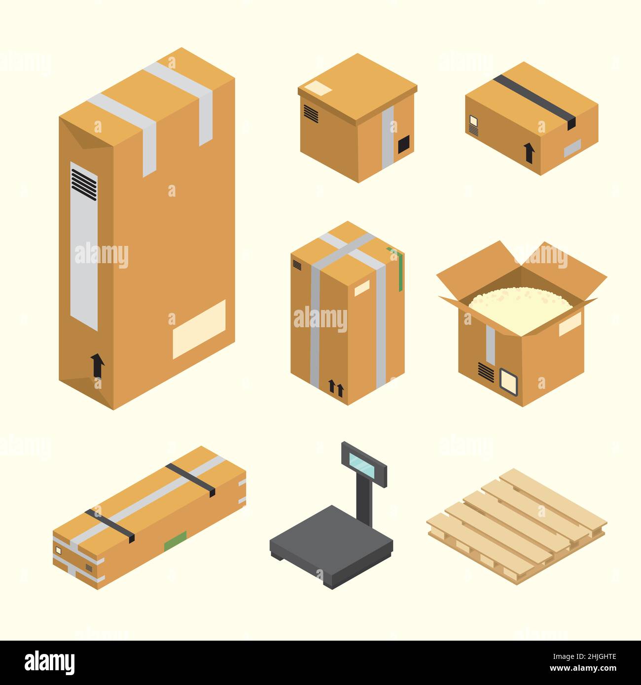 set of isometric packaging items Stock Vector Image & Art - Alamy