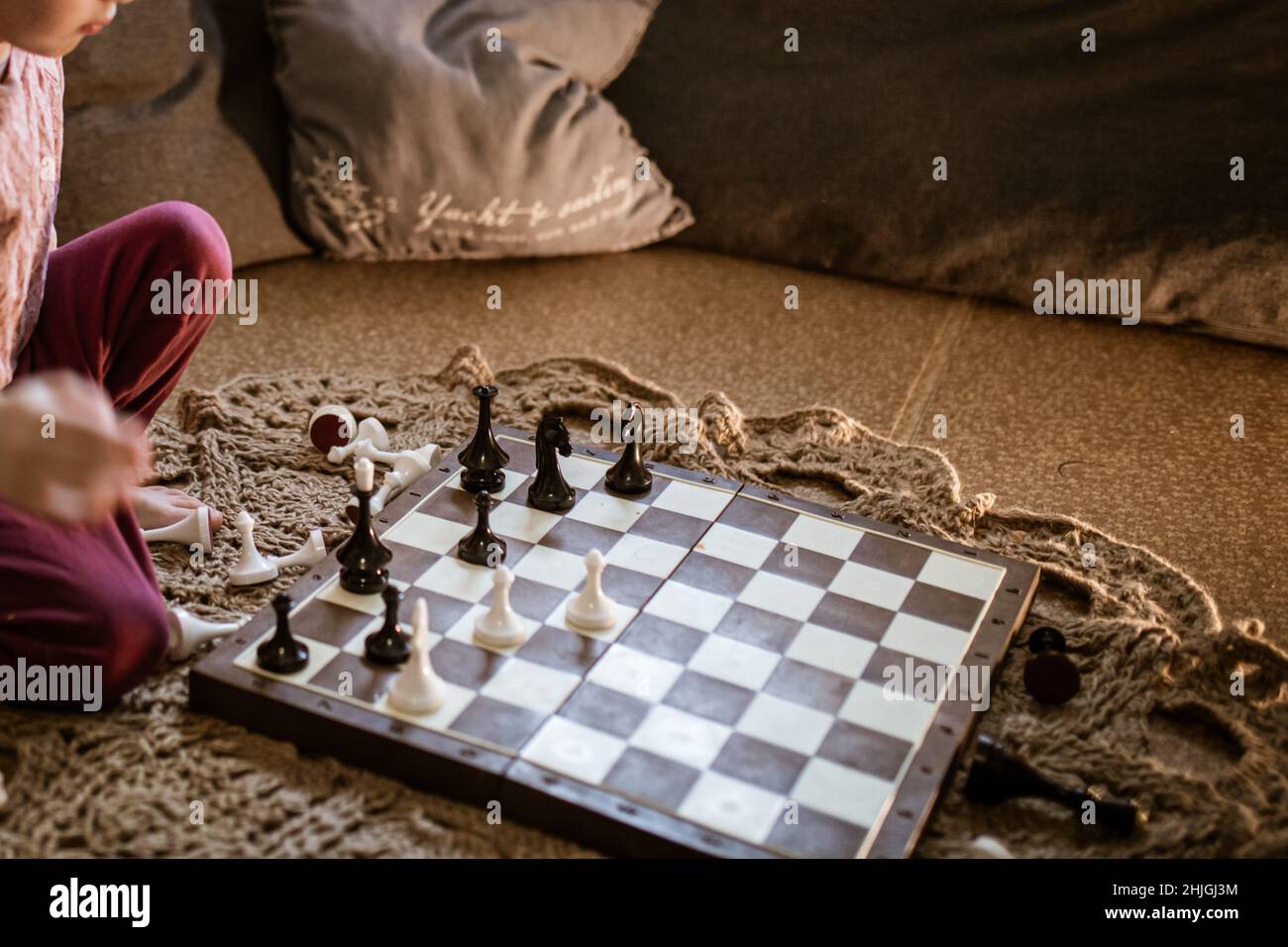 Chessboard with the end of the game of chess. Learning to play chess ...