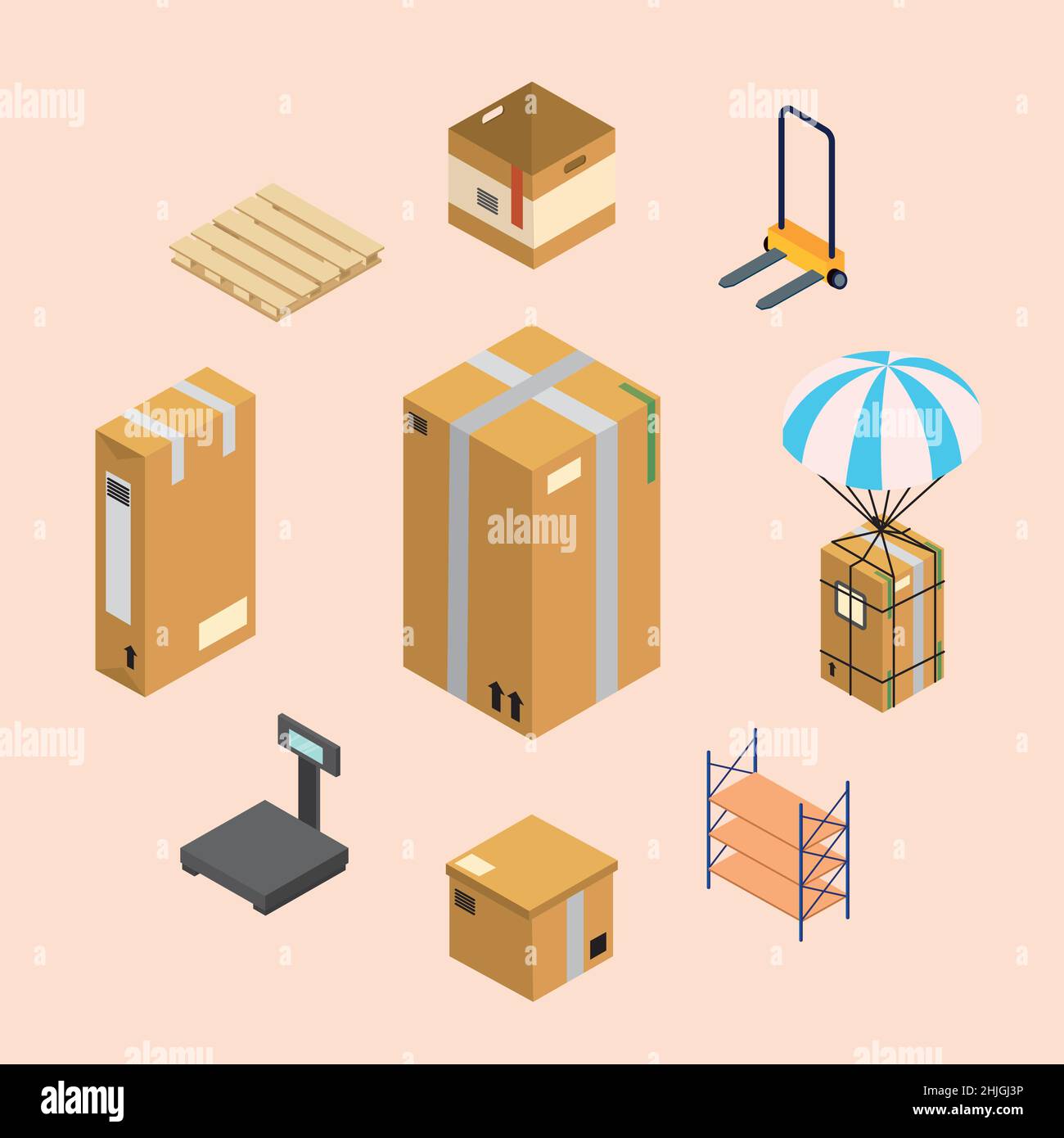 set of nine isometric packaging items Stock Vector Image & Art - Alamy