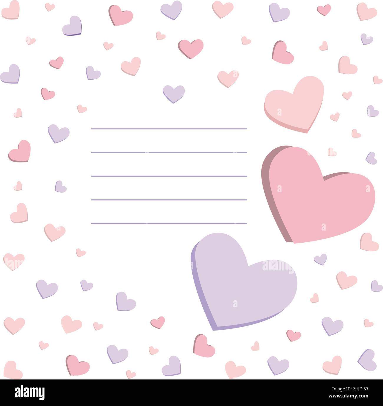Design from multicolored hearts. Template for greeting card, sticker ...