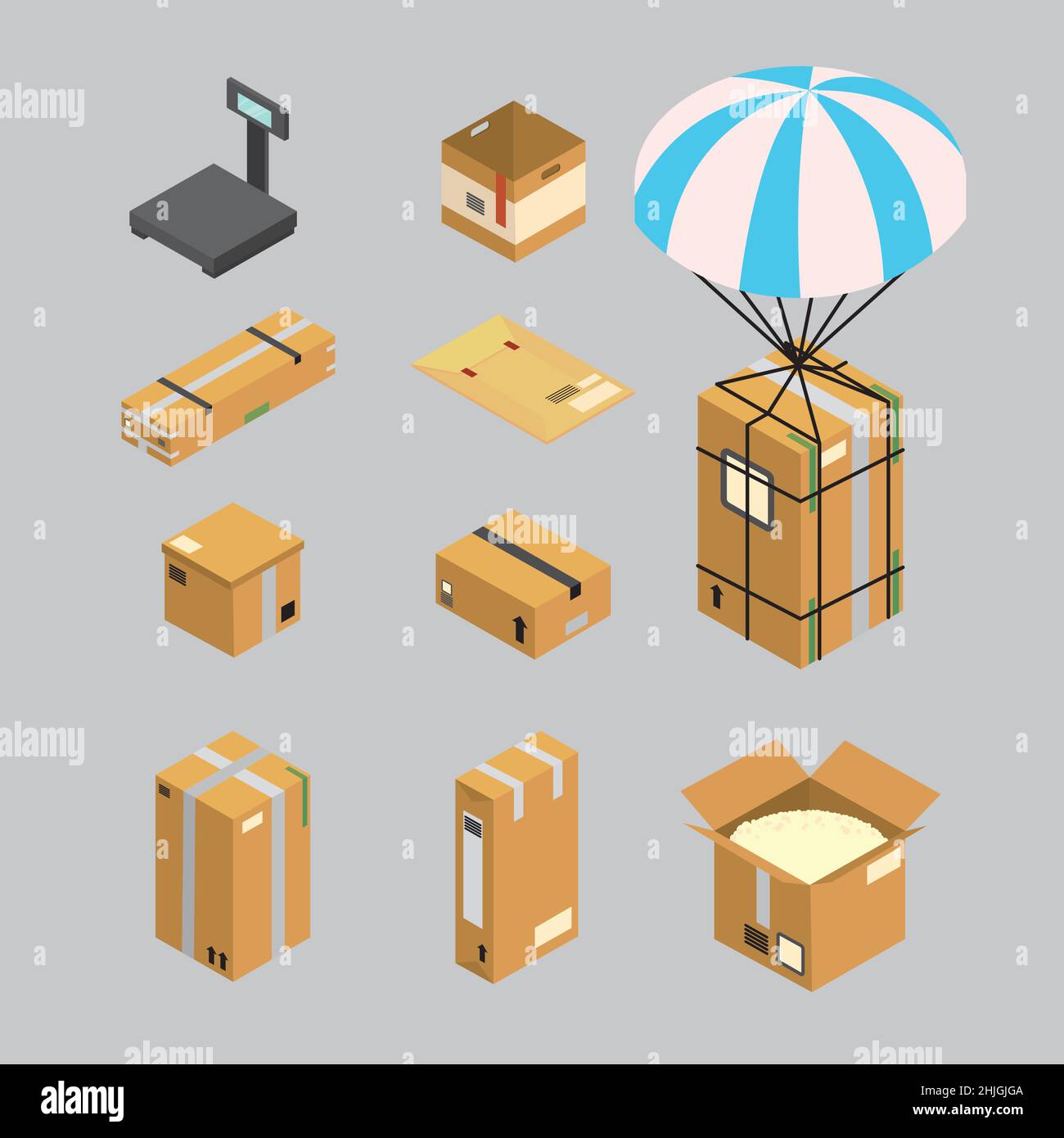 set of ten isometric packaging items Stock Vector Image & Art - Alamy