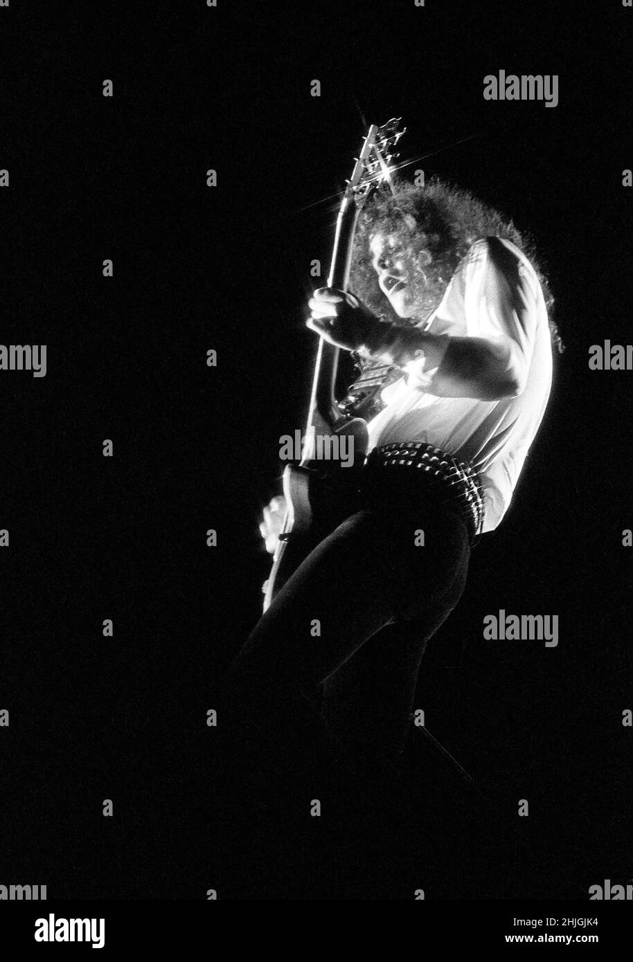 Scottish guitarist Brian Robertson performing with Thin Lizzy at the ...