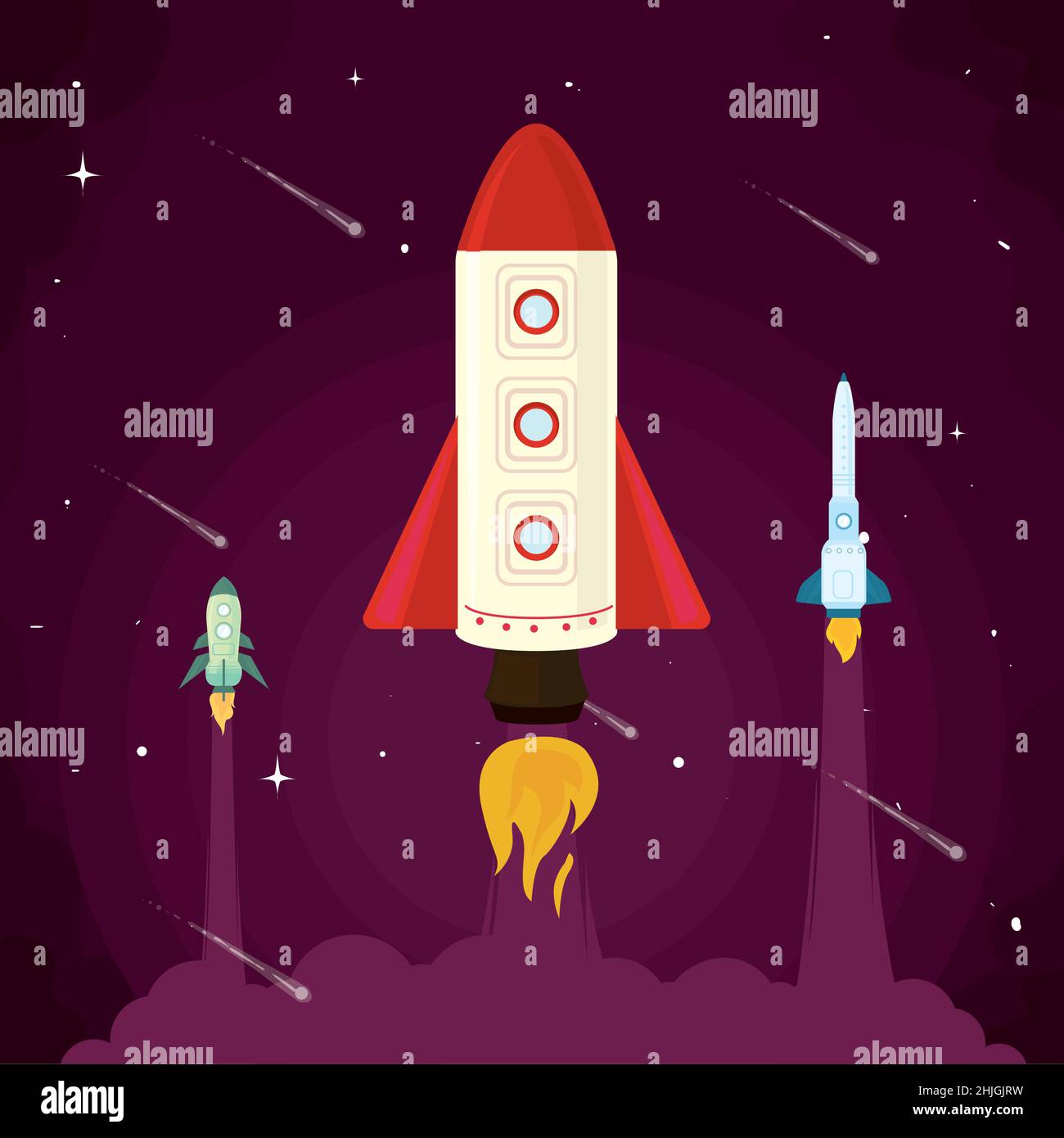 design of start up with rockets Stock Vector Image & Art - Alamy