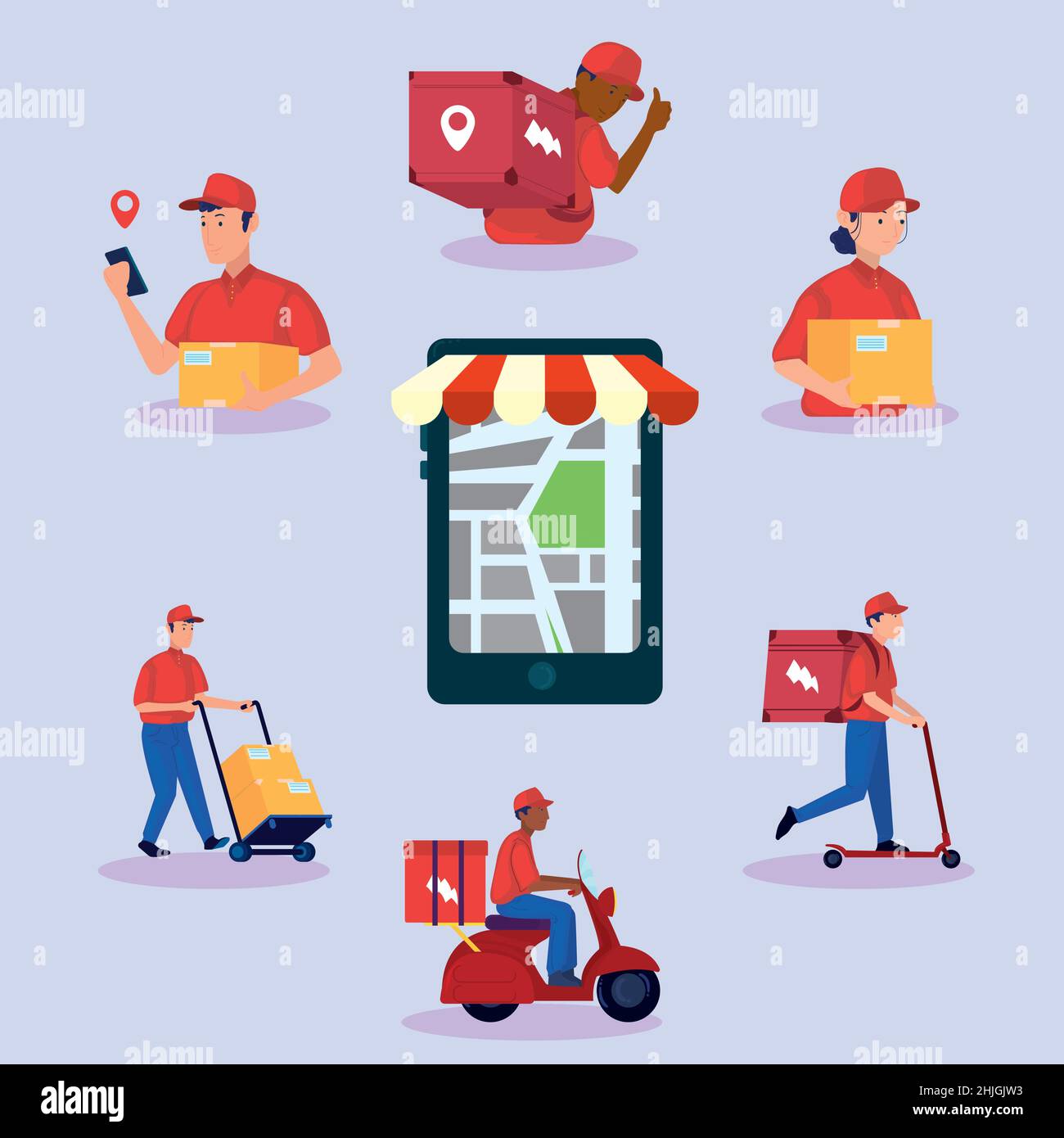 set of seven delivery icons Stock Vector Image & Art - Alamy