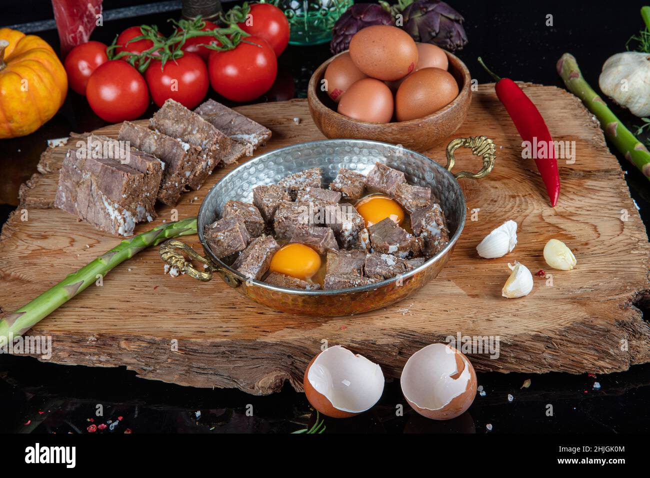 Turkish style meat role on serving plate. Turkish roasted meat ...