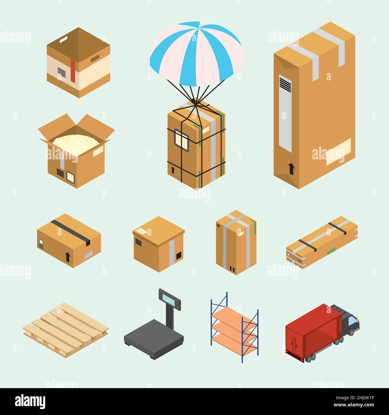 set of twelve isometric packaging items Stock Vector Image & Art - Alamy