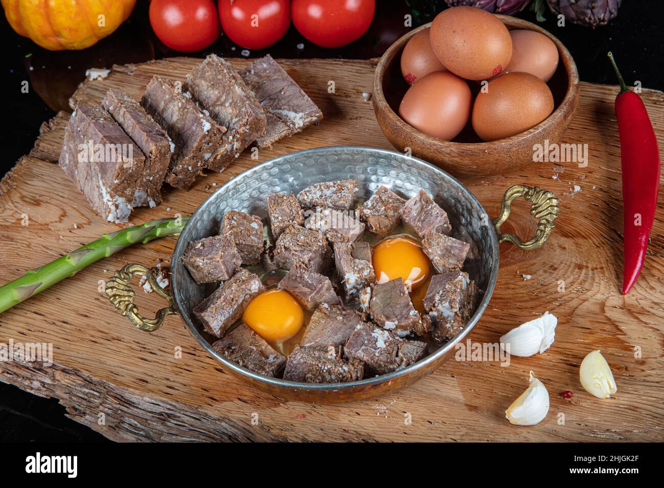 Turkish style meat role on serving plate. Turkish roasted meat ...