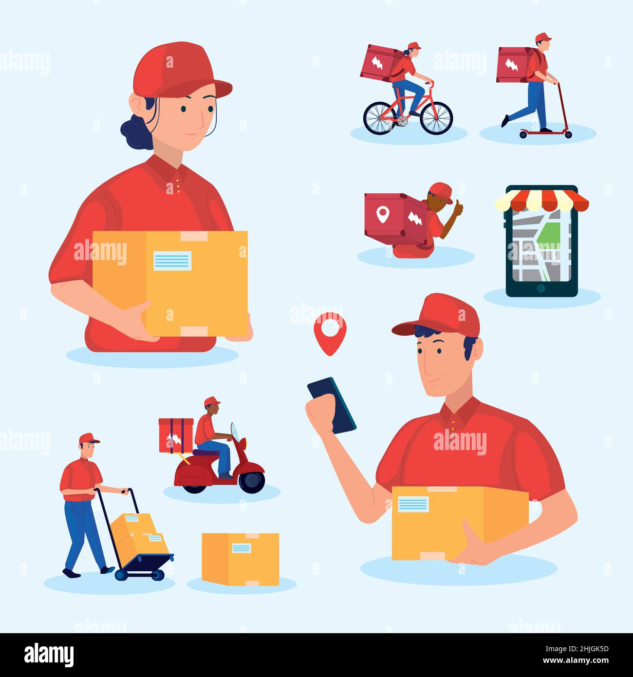 set of nine delivery icons Stock Vector Image & Art - Alamy