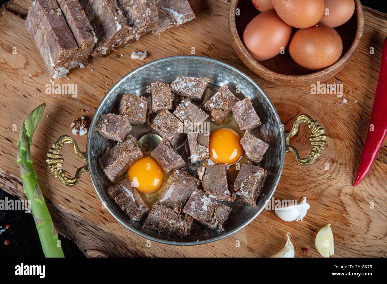 Turkish style meat role on serving plate. Turkish roasted meat ...