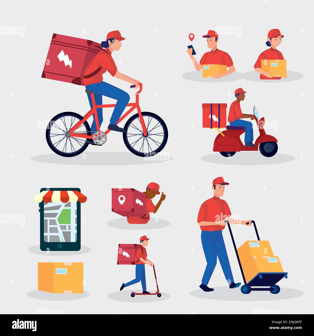 set of eight delivery items Stock Vector Image & Art - Alamy