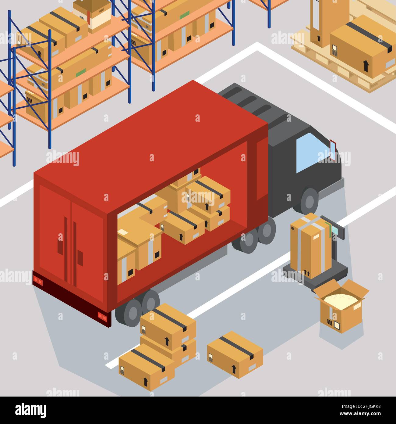 isometric packaging poster with boxes Stock Vector Image & Art - Alamy