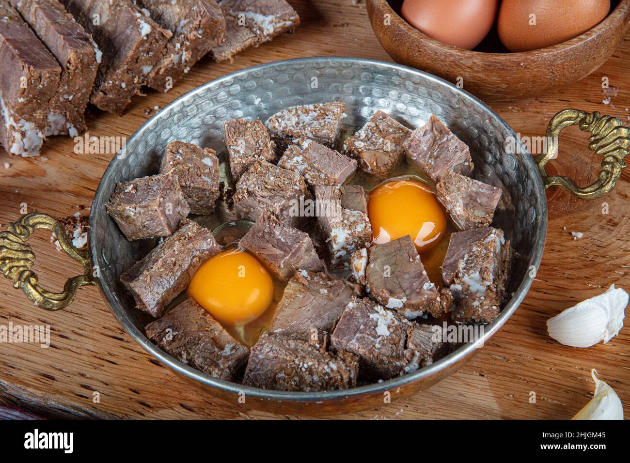 Turkish style meat role on serving plate. Turkish roasted meat ...