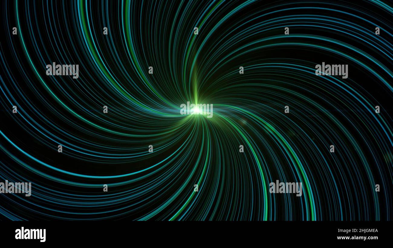 Colored spiral with iridescent curved lines. Animation. Thin curved ...