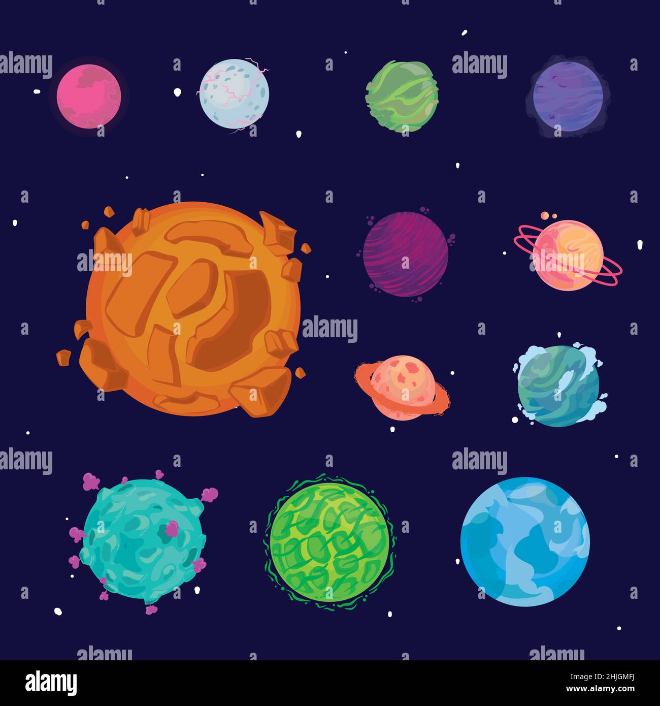 set of twelve colored planets Stock Vector Image & Art - Alamy