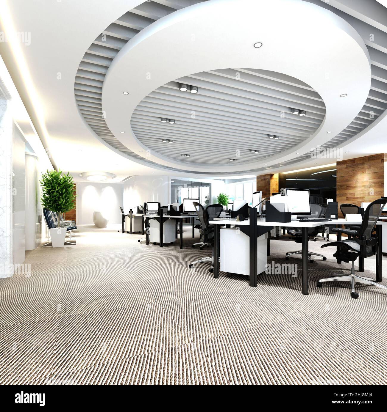 3d render of modern working office Stock Photo - Alamy