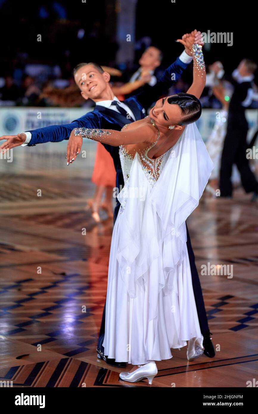Moscow, Russia. 22nd Jan, 2022. Artem Girdo and Valeria Komogorova seen ...
